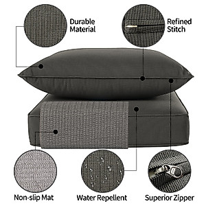 SewKer Outdoor/Indoor 24Lx24W Chair Cushion Set, All Weather Spring/Summer Deep Seat Patio Furniture Replacement Cushions Set(Back and seat) - Black