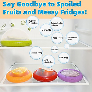 4 Pack Reusable Silicone Food Storage Containers - Avocado Saver & Onion Storage, BPA-Free, Fruit and Vegetable Anti-Oxidation Storage Box, Prevent Flavor Mixing, Fresh Pod for Fridge, Keep Fresh