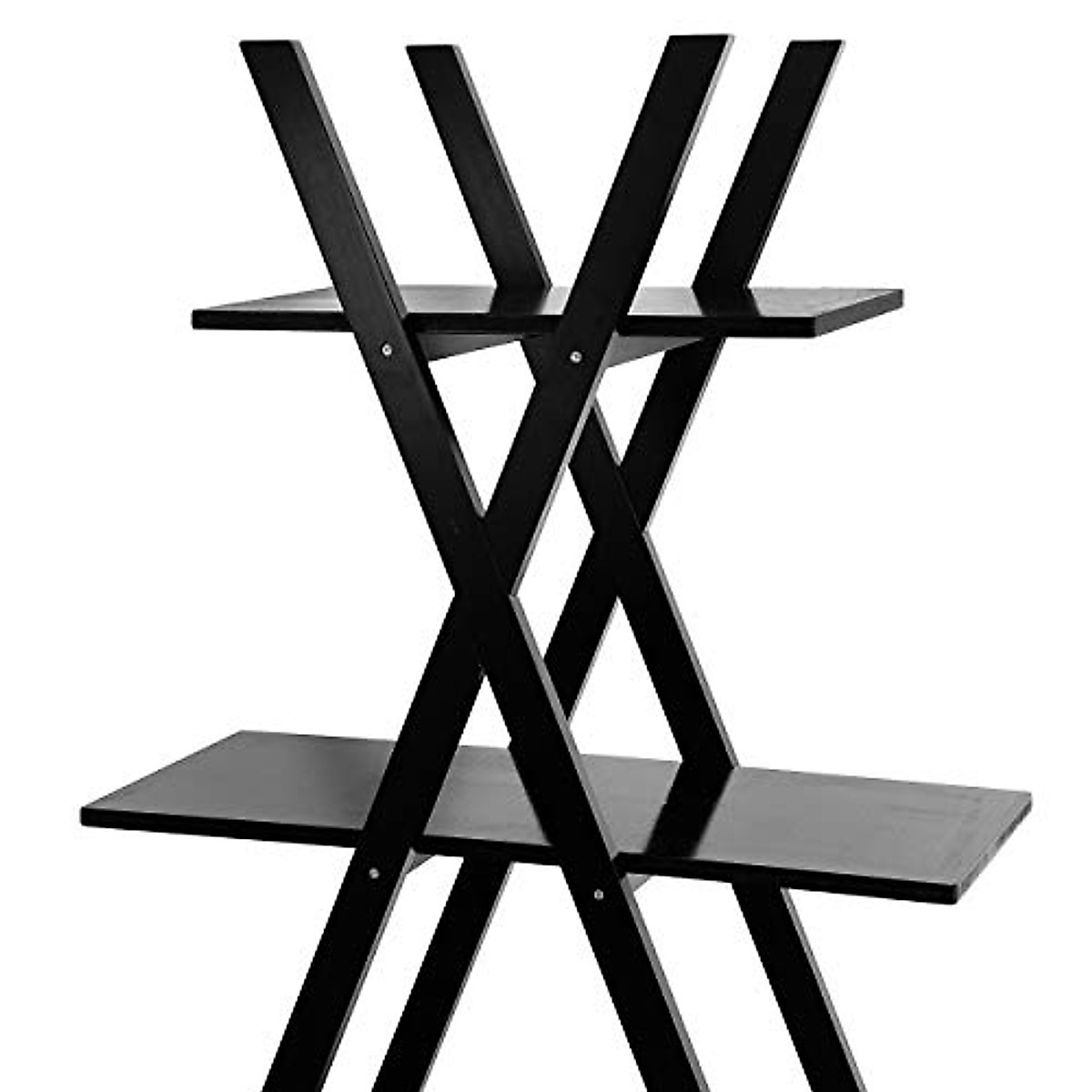 SUPER DEAL A Frame Bookshelf Storage Shelves, 4 Tier Ladder Bookcase Free Standing, Plant Book Display Furniture for Home Office, Black