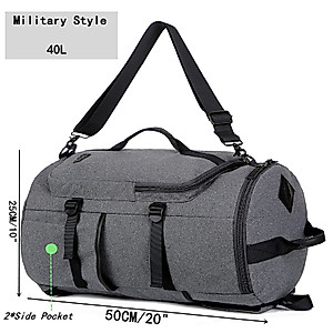 Waterproof Travel Sport Duffel Backpack Weekender bag Hybrid Hiking Rucksack Laptop Backpack for College HB-26 (Grey)