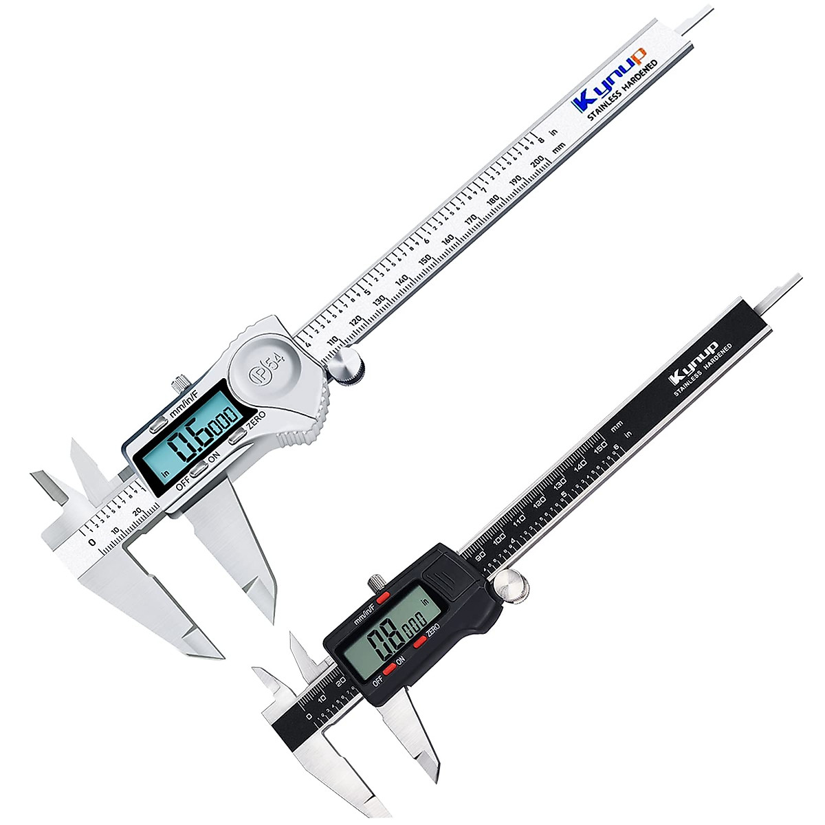 Kynup Caliper, Digital Caliper, Caliper Measuring Tool with Stainless Steel, Easy Switch from Inch Metric Fraction, Large LCD Screen, IP54 Waterproof Protection Design