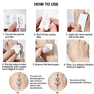 ANIUVOT Small Semi Permanent Tattoos Flower & Space for Women Teen Girls 10 Sheets, Plant-Based Ink, Realistic Temporary Tattoos Sun Moon Stars, Dandelion, Clover, Long Lasting for 1~2 Weeks