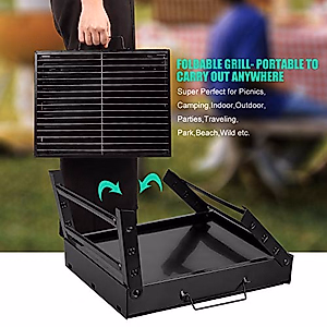 Charcoal Grill, Portable Folding Barbecue Grill BBQ Grill Desk Tabletop Outdoor Stainless Steel Camping Grill for Picnic Garden Terrace Camping Travel(Medium)