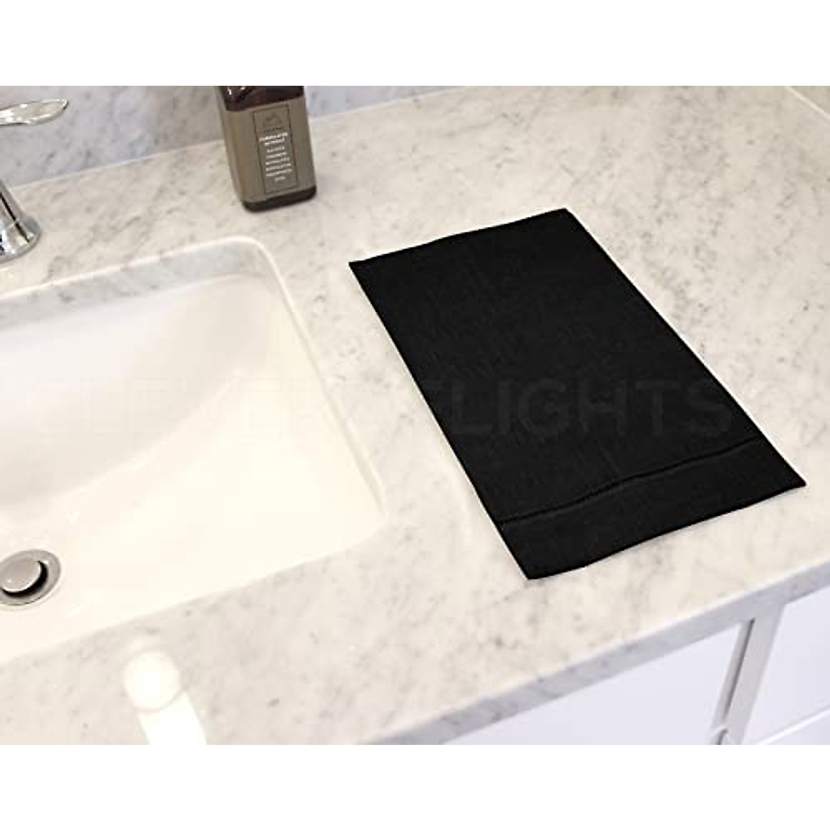 CleverDelights Black Linen Hemstitched Hand Towels - 6 Pack - 14" x 22" - Fingertip Towel