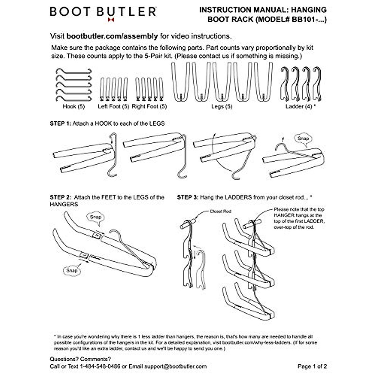 Boot Butler Boot Rack – As Seen On Rachael Ray – Clean Up Your Closet Floor with Hanging Boot Storage – Easy to Assemble & Built to Last – 5-Pair Boot Hanger Boot Organizer & Boot Shaper/Tree