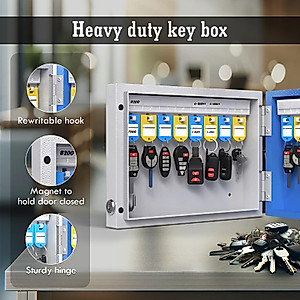 DiDiHere 16 Key Lock Box, Key Cabinet Wall Mount, Smart Key Safe Lockbox Holder for Valets, Hotels, Car, House Keys, 4-Ways Unlocking, Key Organizer Security Storage