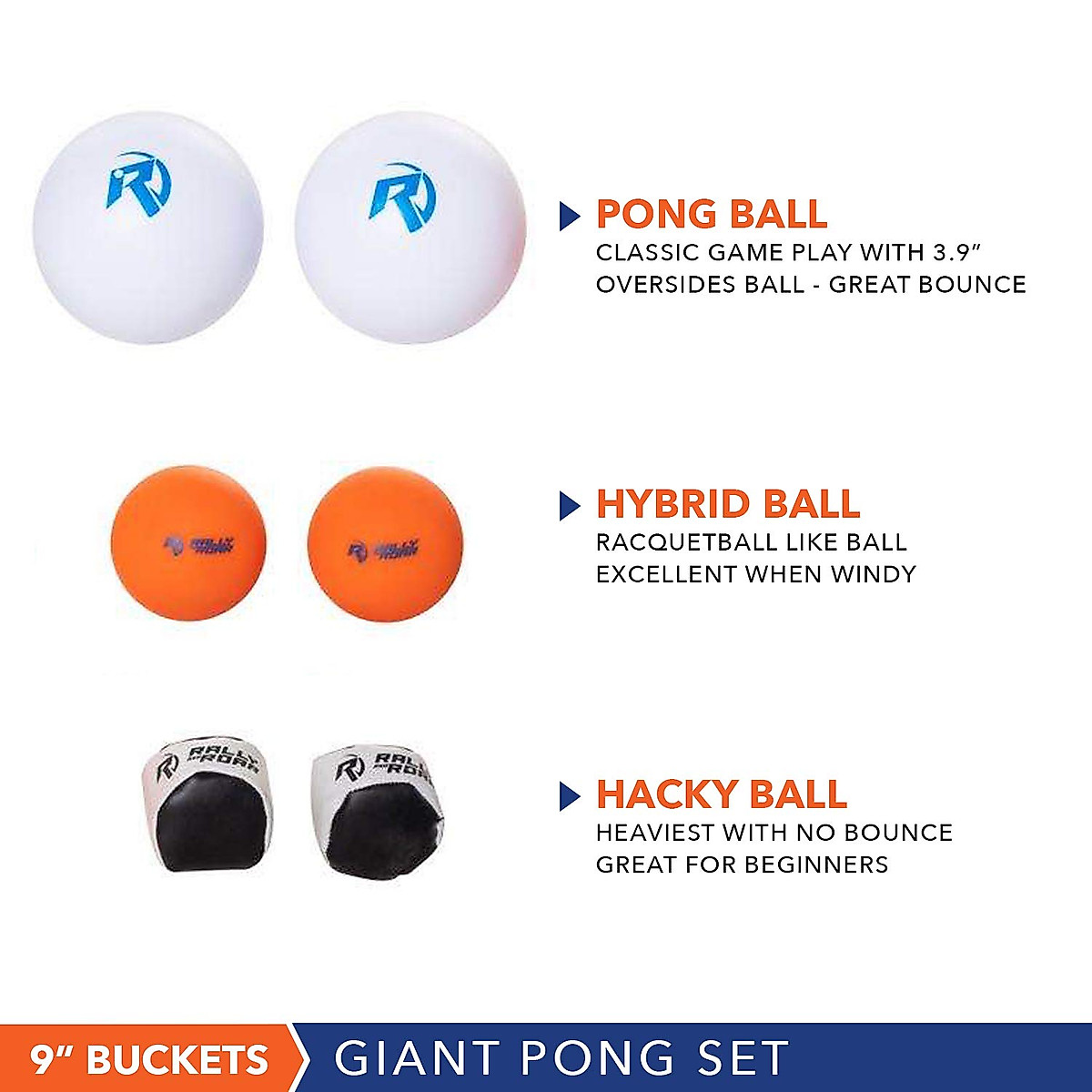 Rally and Roar Jumbo Premium Beer Pong Set - Includes 12 Durable 9" Tall Cups, 6 Balls, Carry Bag