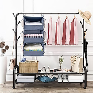 PENGFULL 3 Shelf Hanging Closet Organizer，Closet Hanging Organizer Foldable with 9 Side Pockets for Storage，Hanging Organizer for Closet & RV& Camper (Stationary Board)