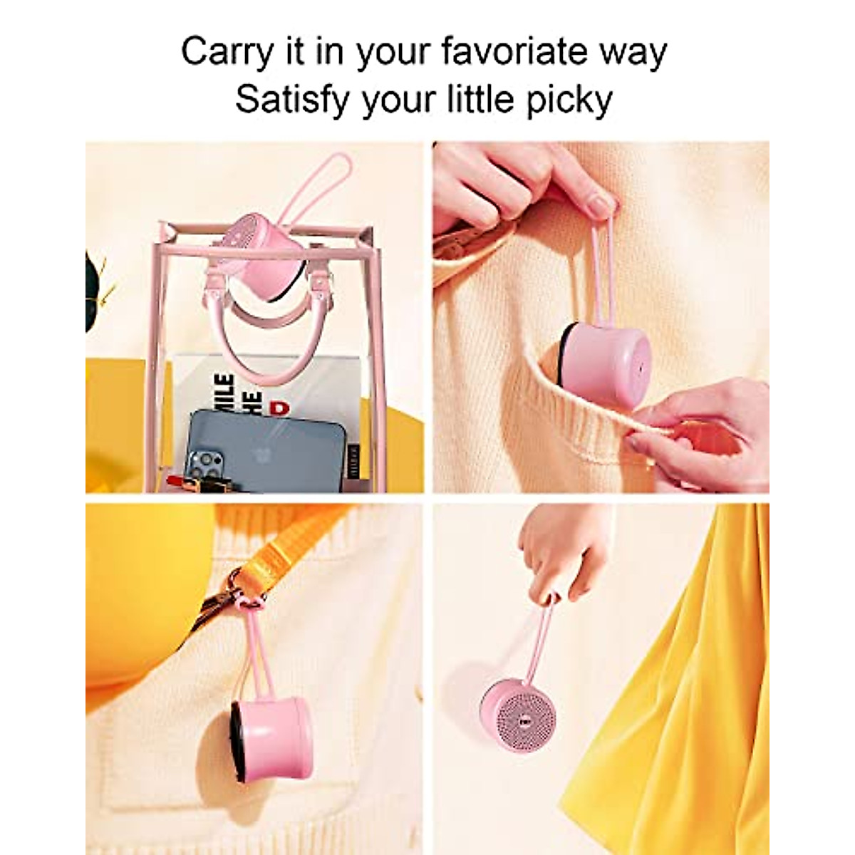 EWA A119 Mini Bluetooth Speaker with Lanyard, Small Speaker with Bass Radiator, IPX7 Waterproof, Tiny but Powerful, Cute Metal Wireless Portable Speaker (Rose-Gold)