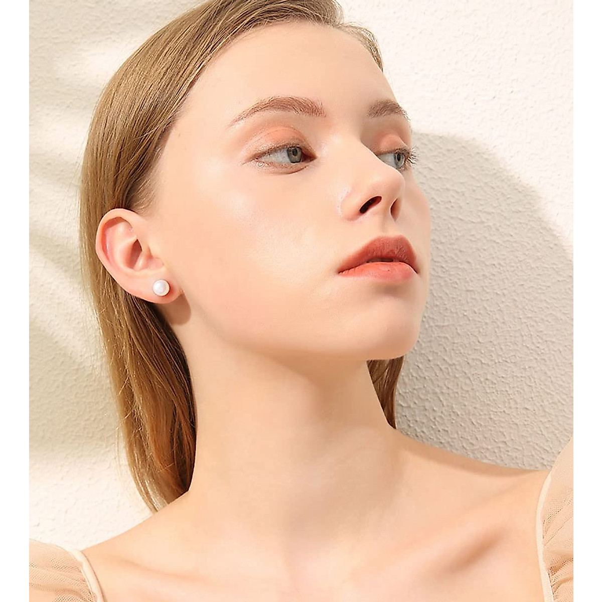 12 Pairs Pearl Stud Earrings, Hypoallergenic Surgical Steel Round Ball Beads Stud Earrings Set for Women Teen Girls（6mm 8mm 10mm 12mm）