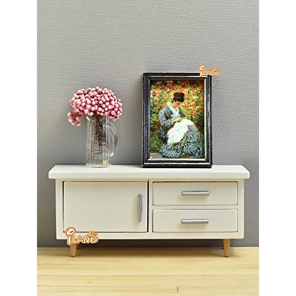 iLAND Miniature Dollhouse Accessories fits Barbie Furniture, Glass Vases w/ Dried Flowers Set for Dollhouse Furniture Antique (Luxurious 3pcs)(Luxurious 3pcs)