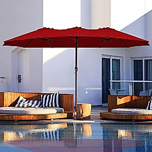 JEAREY 15FT Patio Umbrella Double-Sided Outdoor Market Extra Large Umbrella with Crank Handle for Garden, Deck, Backyard and Pool