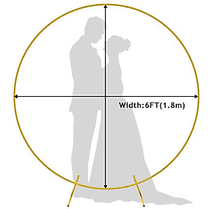 Wokceer Round Backdrop Stand 6FT Circle Balloon Arch Frame Circle Backdrop Stand Gold Round Arch for Wedding Birthday Party Bridal Shower Anniversary Event Ceremony Decoration