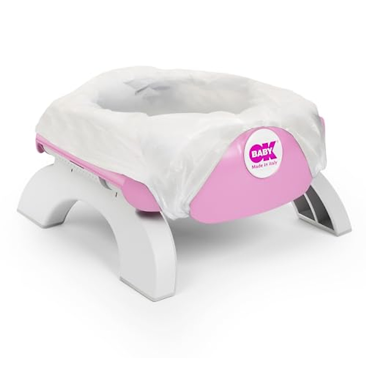 okbaby On The Spot 3 in 1 Travel Potty Seat - Compact & Lightweight Design - Features Non-Slip Rubber Base - Removable Inner Bowl - Toilet Training Seat for Toddlers & Children, Pink, fuchsia, 39056688