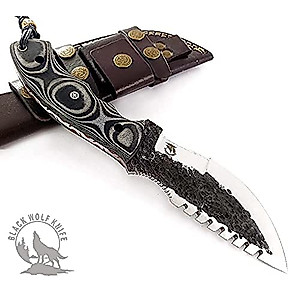 HEAVY DUTY 7MM Handmade 1095 High carbon steel Tracker Knife EDC for Hunting, Bush craft, Camping, Fixed Blade G10 Handle with Cowhide Leather Sheath, BW-4142 BLACK AND GREY