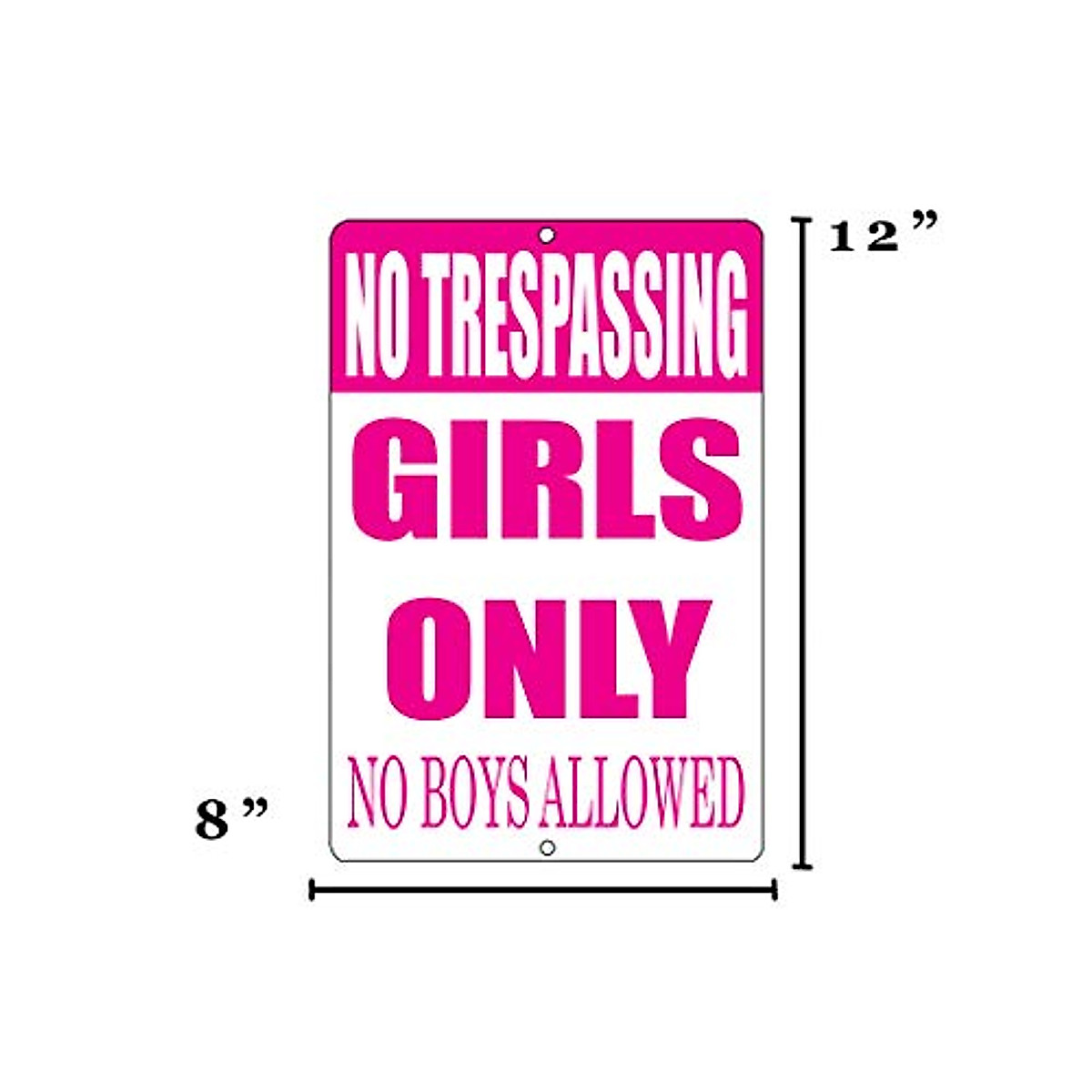 Rogue River Tactical Funny No Trespassing Girls Only Metal Tin Sign, 12x8 Inch, Wall Décor- Bar Daughter No Boys Allowed Bedroom Door (Pink)