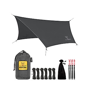 Wise Owl Outfitters Hammock Tarp, Hammock Tent - Rain Tarp for Camping Hammock - Camping Gear Must Haves w/Easy Set Up Including Tent Stakes and Carry Bag - Standard Grey