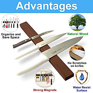 16 Inch Magnetic Knife Holder for Wall - Knife Magnetic Strip - Magnetic Knife Holder - Magnetic Knife Strip - Knife Magnet, Brown