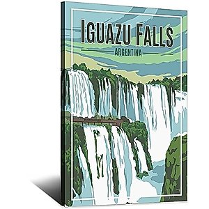 Iguazu Falls Argentina Vintage Travel Posters Canvas Poster Wall Decor Picture Art Posters 8x12inchs(20x30cm)