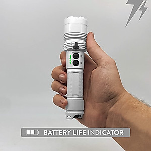 GUARD DOG SECURITY LightSafer Stun Gun with LED Flashlight - Police Strength Stun Gun with Concealed Prong Technology - Rechargeable with Charging Indicator (White)