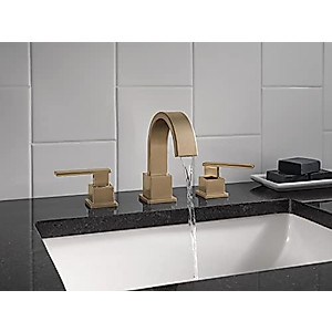 Delta Faucet Vero Widespread Bathroom Faucet 3 Hole, Gold Bathroom Faucet, Bathroom Sink Faucet, Metal Drain Assembly, Champagne Bronze 3553LF-CZ