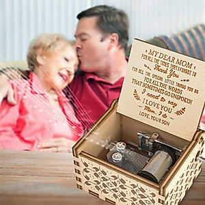 You are My Sunshine Music Box, Gift for Mom from Son, Wood Laser Engraved Vintage Music Boxes, Unique Best Gift for Mother's Day, Birthday/Christmas (Son to Mom)