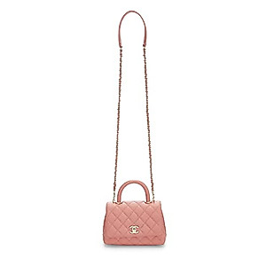 CHANEL, Pre-Loved Pink Quilted Caviar Coco Handle Bag Mini, Pink