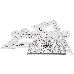 STAEDTLER math set, 4 piece portable wallet, essential for school and home use, 569 WP4,transparent