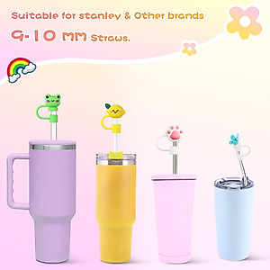 10pcs Straw Cover Cap for Stanley Cup 30&40 Oz, Tumbler Shape Straw Lids Silicone Straw Topper Straw Tips Cover Reusable Straw Plugs Soft Cute Straw Dispenser Tips for 8-10 mm Stanley Cups Straws