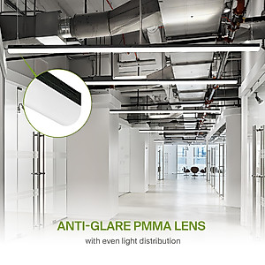 ASD Black 8ft LED Linear Strip Light Fixture with Q-Base | UL DLC 65W-90W 120-277V Linkable LED Shop Light | 3500K-5000K Adjustable Dimmable Office & Workshop Commercial Ceiling Light Fixture