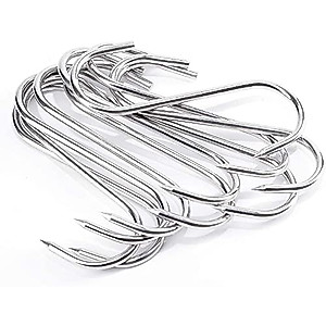 Alysontech 3.9'' Meat Hooks,10Pcs Stainless Steel Butcher Hook,Meat Processing for Smoker Chicken Hunting Ribs Fish Beef Poultry Hanging Drying Grill Hook Tool