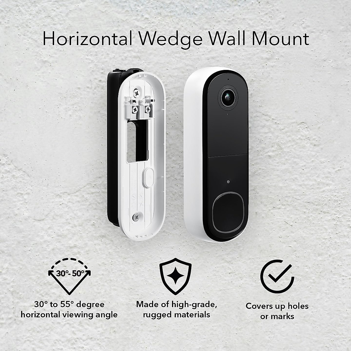 Wasserstein 35° to 55° Horizontal Wedge Wall Mount Compatible with Arlo Wireless Video Doorbell (2nd Gen) & Essential Video Doorbell Wire-Free