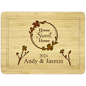 Home Sweet Home Customized Cutting Board, Laser Engraved New Homeowner Couple Gift Ideas, Personalized Engraved Gifts for First Home Present, Housewarming Christmas Gifts