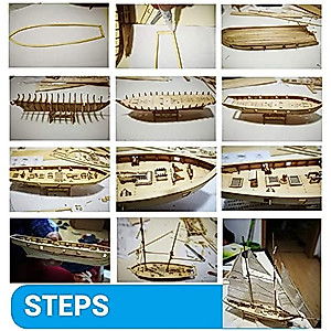 EastVita Wooden Model Ships Kits to Build for Adults, Wooden Ship Model Kit, 1/100 Scale Wooden Wood Sailboat Ship Kits for Collections Handmade Competition Boat Model Hobby