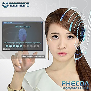 TOPMORE Phecda Fingerprint Recognition USB3.0 Flash Drive Fingerprint ID Security Flash Disk Biometric Fingerprint Reader Memory Stick (16GB, White & Gold)