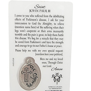 Needzo Saint John Paul II The Pope Holy Prayer Card with Medal and Chaplet on The Back, Catholic Saints Pocket Prayer Bookmarks and Bible Page Holders, 3 3/8, Pack of 2