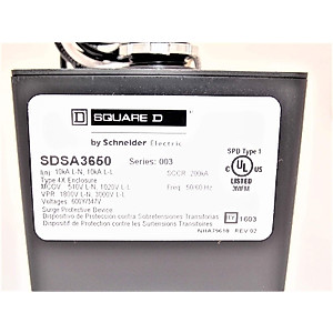 SCHNEIDER ELECTRIC Load Center 3Ph Secondary Surge Arrestor SDSA3650 SPD T1 Sdsa 40Ka 600V Max 3P4W, Black