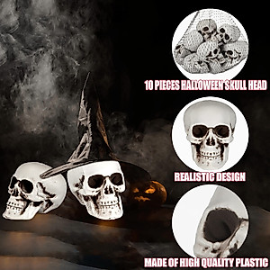 hanaiette 10 Pieces Mini Halloween Skulls Heads Skull Decor for Halloween Party, Halloween Decor Props, Table Decor Outdoor Halloween Home Decor Gift