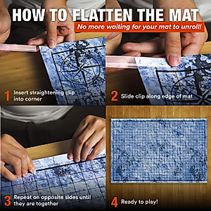 TIDYBOSS Dungeons and Dragons Starter Set | 3 X Double Sides 24x 36 Game Grid Mat | 6 Terrains Includes Dry Erase Markers, Eraser, Dice and Clips