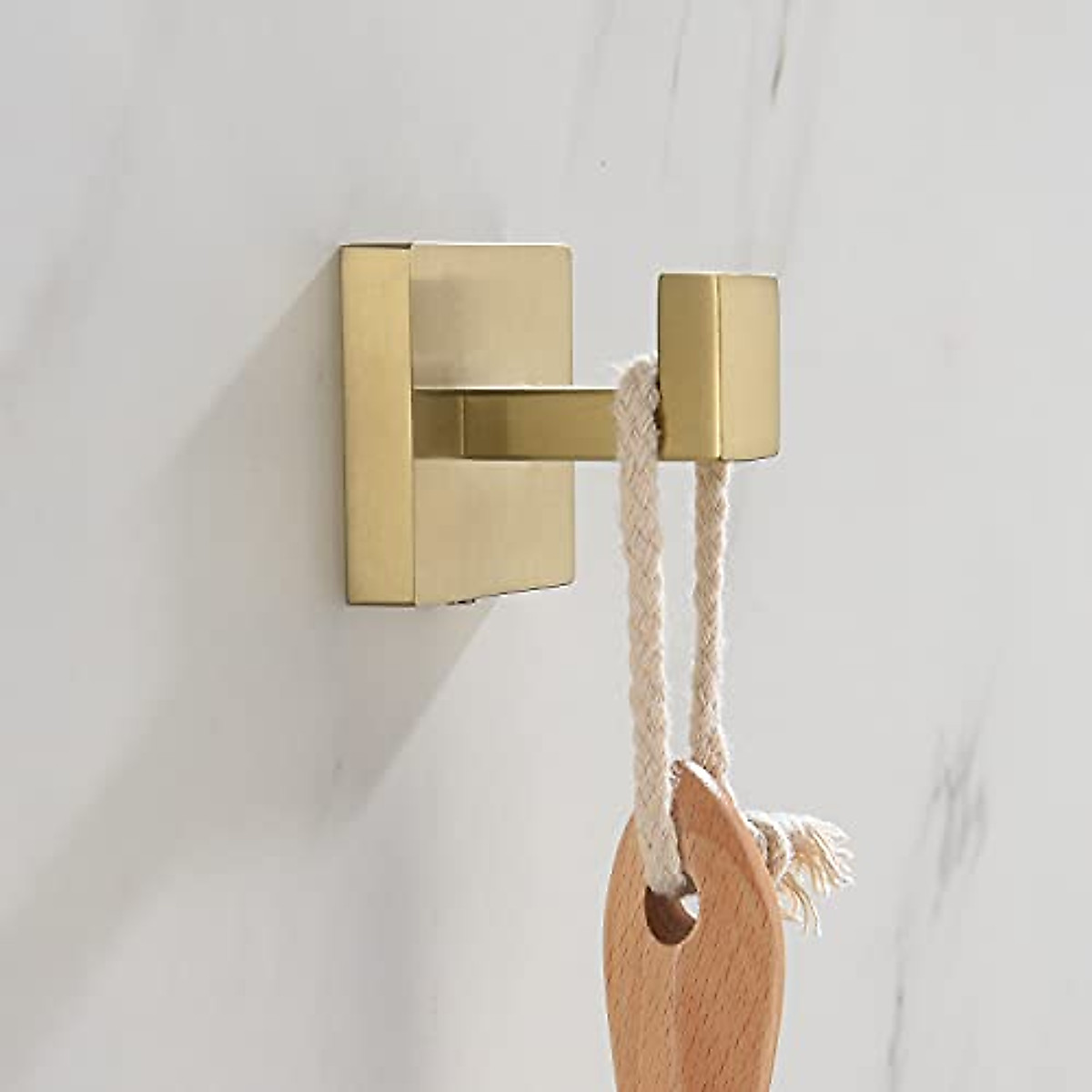 SISEHO Bathroom Towel Hook Brushed Nickel SUS304 Stainless Steel Heavy-Duty Bathrobe Coat Coat Hook Suitable for Kitchen Outdoor Modern Hotel Square Wall-Mounted 2-Piece