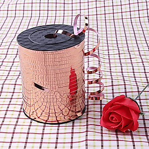 Teemico 500 Yards Rose Gold Crimped Curling Ribbon Roll Foil Balloon Ribbon for Wedding Birthday Party Balloons Decor Gift Bouquet Wrapping