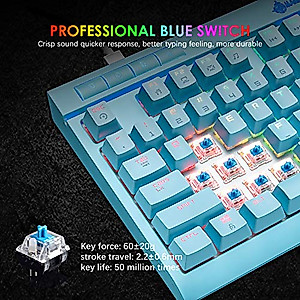 RGB Rainbow Mechanical Gaming Keyboard and Mouse Combo Blue Switch 87 Keys Backlit Keybaord with Lightweight Honeycomb Shell Wired RGB Gaming Mouse 6400 DPI Mouse pad for PC Gamers Xbox One PS4 PS5