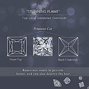 "STUNNING FLAME “18K White Gold Plated Sterling Silver Princess Cut Cubic Zirconia Stud Earrings for men women(w-7)