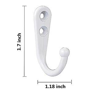 QMseller 20 Pieces Wall Mounted Hook Robe Hooks Single Coat Hanger and 40 Pieces Screws (White)