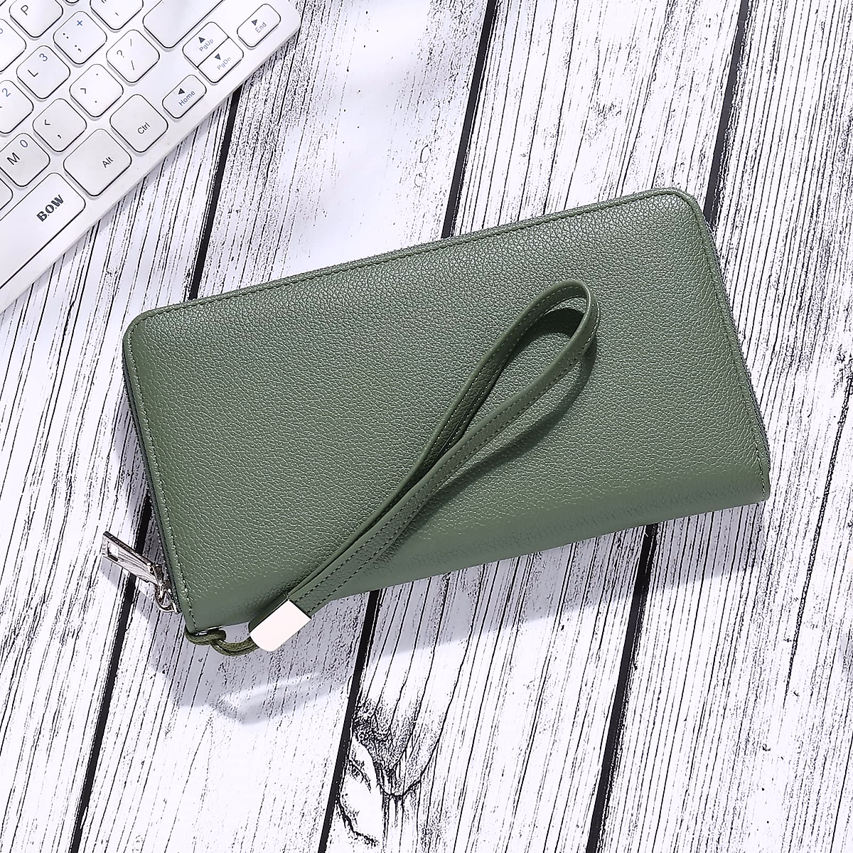 GOIACII Womens Wallet RFID Blocking Leather Zip Around Wallet Large Capacity Long Purse Credit Card Clutch Wristlet