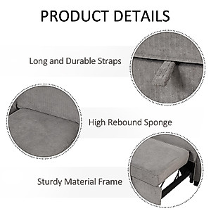 EBELLO Convertible Sleeper Sofa 3 in 1, Chenille Modern L-Shaped Couches for Living Room, Pull Out Sectional Futon Sofa Bed with Storage Space, USB Ports and Cup Holders for Bedroom, Grey