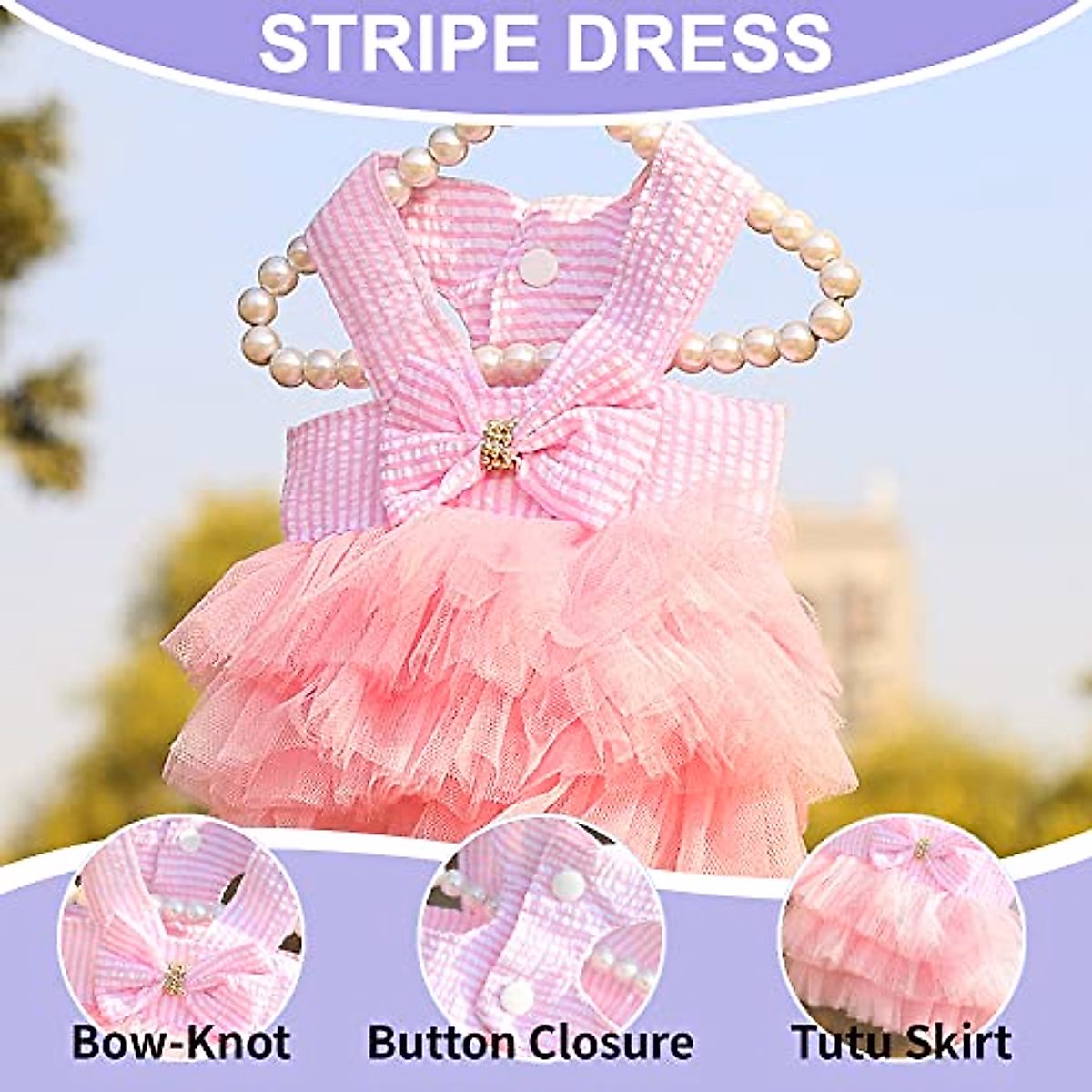Sebaoyu Dog Dresses for Small Dogs Girl 3 Pack Summer Puppy Clothes Outfit Apparel Female Cute Cat Skirt Pup Tutu Pink Yorkie Clothing Breathable Pet Dress for French Bulldog Chihuahua (AA, X-Small)