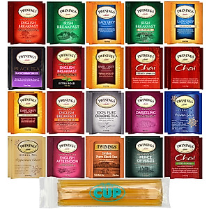 Twinings Tea Bags & By The Cup Honey Sticks Variety 40 Ct including English Breakfast, Earl Grey, & More