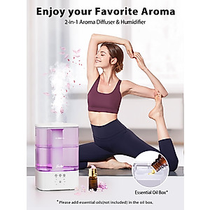 Cool Mist Humidifiers for Bedroom,FreAire 3.5L Smart 25dB MAX-Quiet Air Humidifier for baby with Top-Fill,40H working,8 Color Light,Ultrasonic Diffuser for Largeroom & Plants-Light Grey