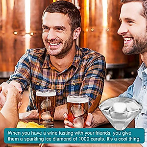 Diamond Ice Cube Molds - Large Diamonds Shaped Clear Ice Cubes Mold Silicone Tray Maker Big Size 2 inch Diamond Shape with Lid BPA Free for Cocktails and Freezer Whiskey (1 Pack 4Holes)